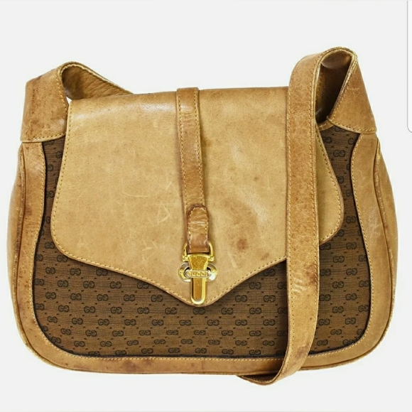 Gucci | Bags | Gucci Logo Gg Pattern Shoulder Bag Canvas Leathe | Poshmark